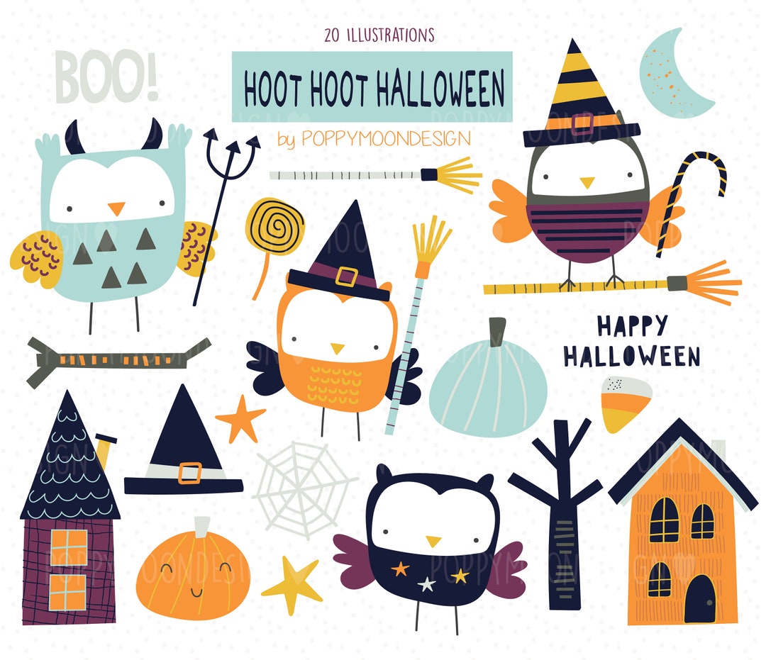 Hoot Hoot Halloween , Printable Digital Clipart Set - Etsy