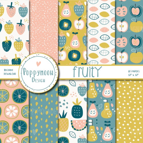 Fruit Assorted Fruit Digital Paper Pack Scrapbook Paper | Etsy