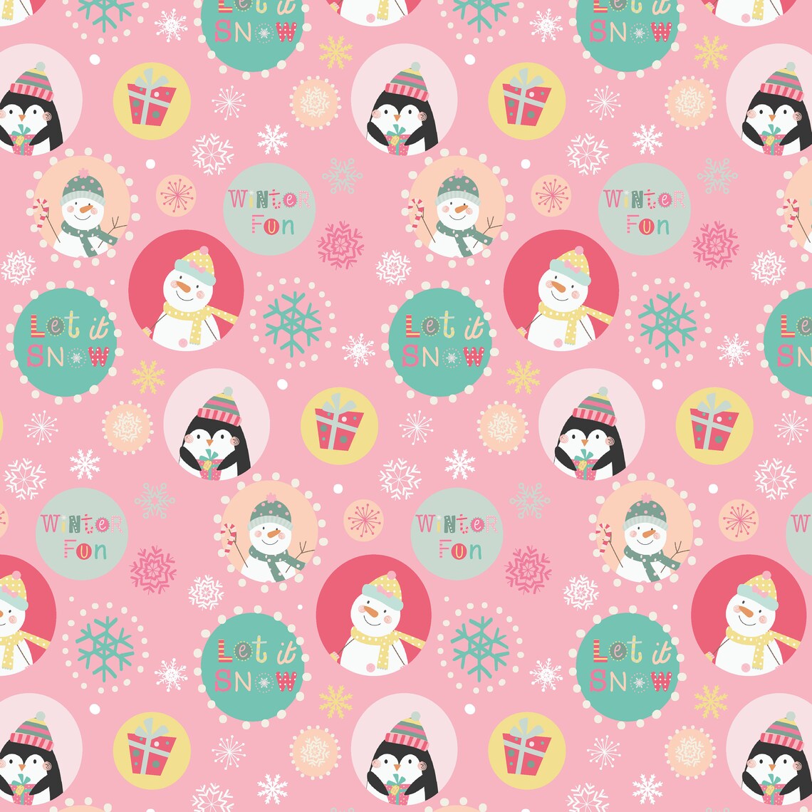 Winter Fun Snowmen and Penguins Printable Digital Paper Pack | Etsy