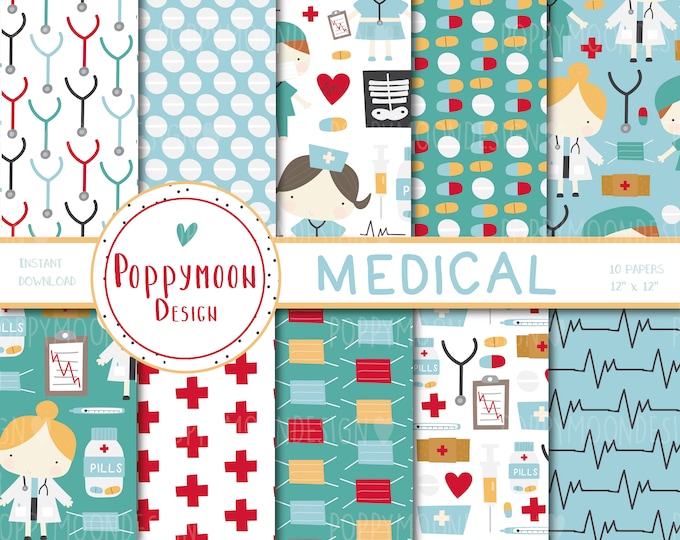 Medical, Doctor, Nurse, Digital Paper Pack, Scrapbook Paper - Etsy