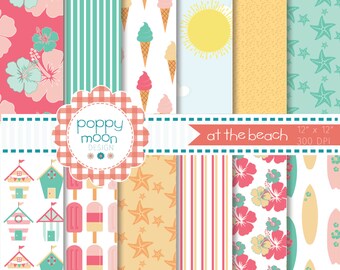 At the Beachprintable Digital Paper Pack - Etsy UK