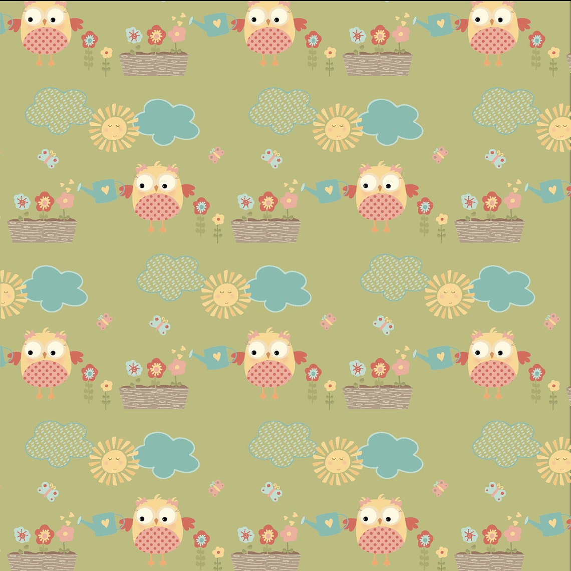Spring Owls, Garden, Pastels, Digital Paper Pack - Etsy