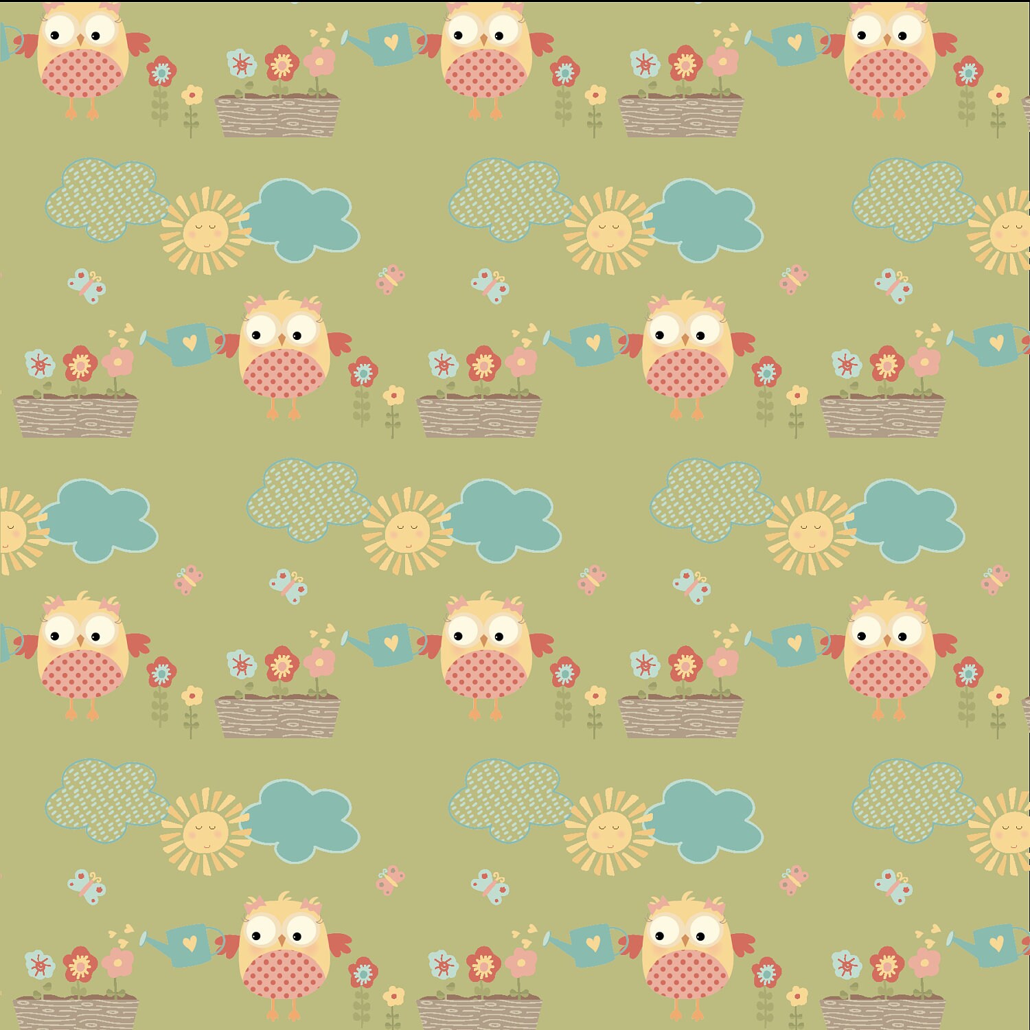Spring Owls Garden Pastels Digital Paper Pack | Etsy