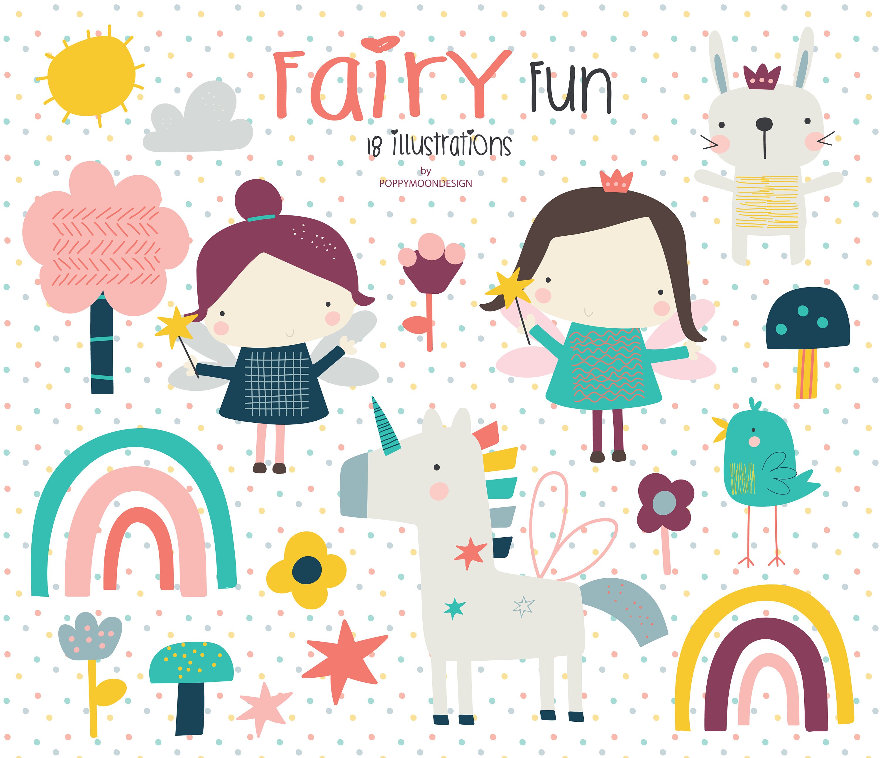 Fairy Fun Fairies and Unicorn Printable Digital Clipart Set | Etsy UK