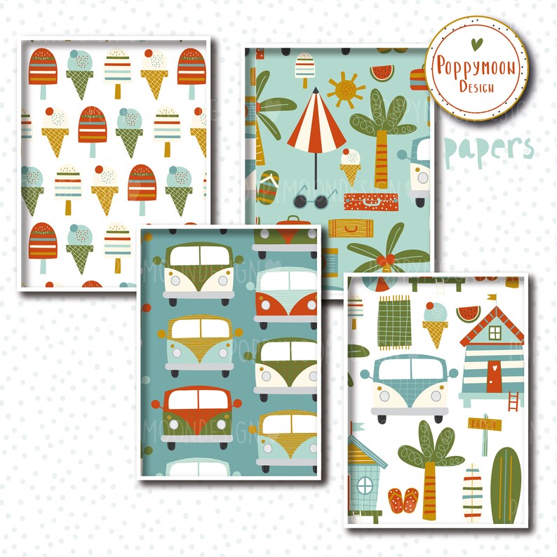 Holiday Time Vacation Summer Patterns Printable Digital - Etsy