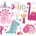 Girls Dino Fun Dinosaurs Printable Digital Clipart Set | Etsy