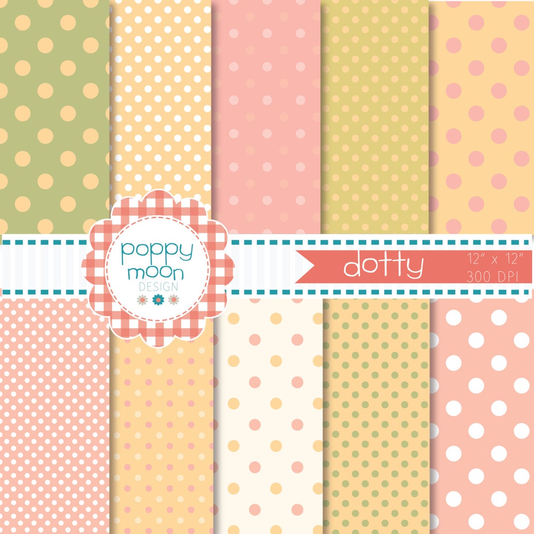 Polka Dot Pattern Green Pink and Yellow Digital Paper Pack - Etsy