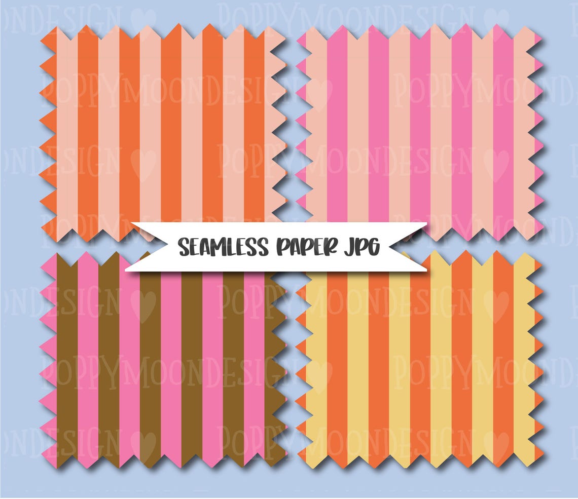 Sweet Stripes Seamless Digital Paper Pack, Retro Stripe Patterns ...