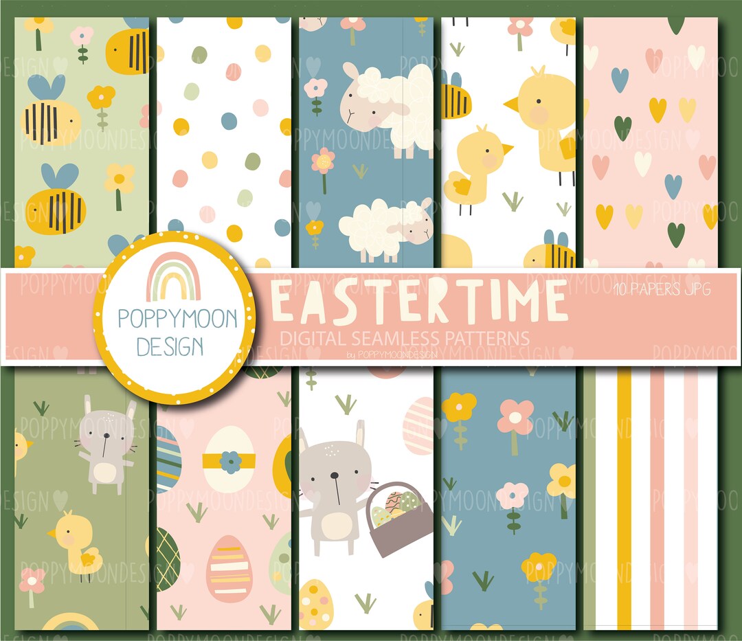 Easter Time, Pastel Spring, Printable Seamless Digital Paper Pack - Etsy