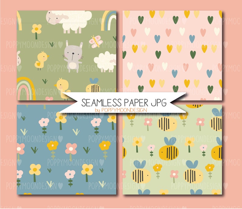Easter Time, Pastel Spring, Printable Seamless Digital Paper Pack - Etsy