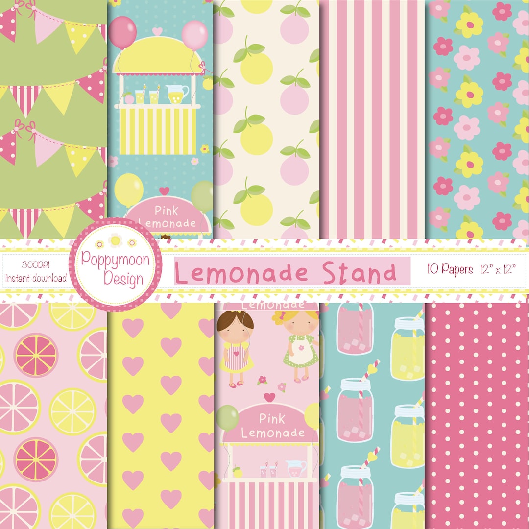 Lemonade Stand, Digital Printable Paper Pack - Etsy