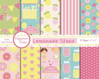 Janie's Lemonade Stand Digital Paper Pack 16 Digital Sheets - Etsy