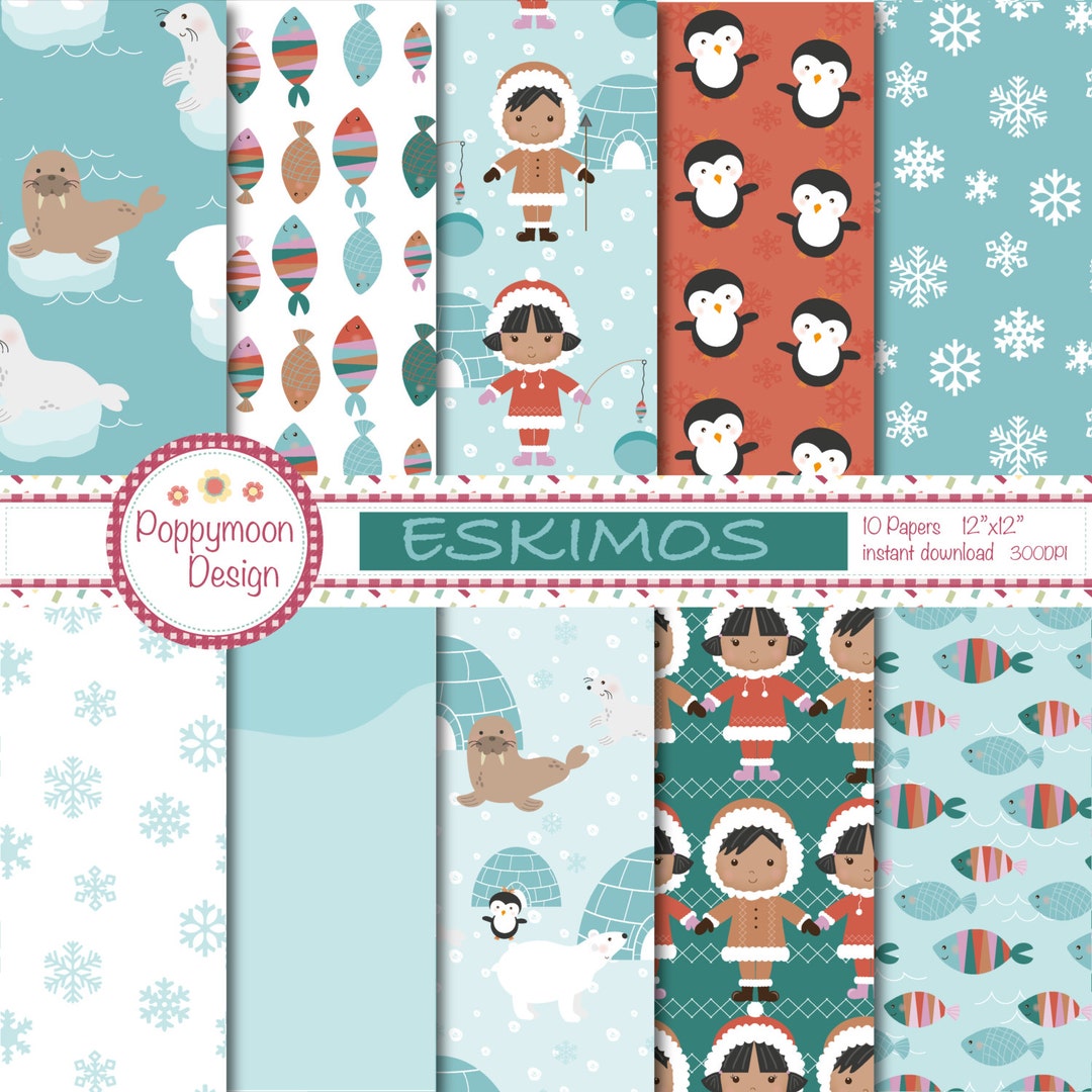 Eskimos, Arctic Patterns, Printable Digital Paper Pack - Etsy