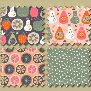 Juicy Fruit Digital Pattern Set - Colourful Modern Design Featuring ...
