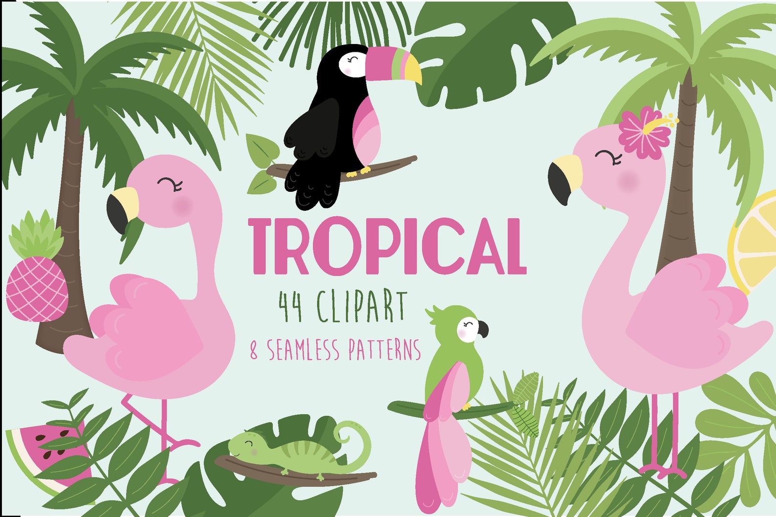 Tropical Set Digital Printable Clipart - Etsy