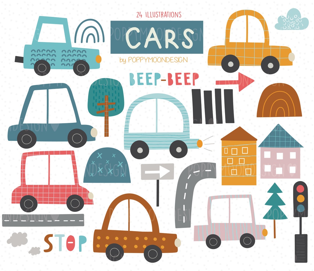 Cars, Transport, Digital Printable Clipart - Etsy