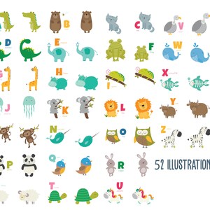 Animal Alphabet, Animals , Printable Digital Clipart Set - Etsy