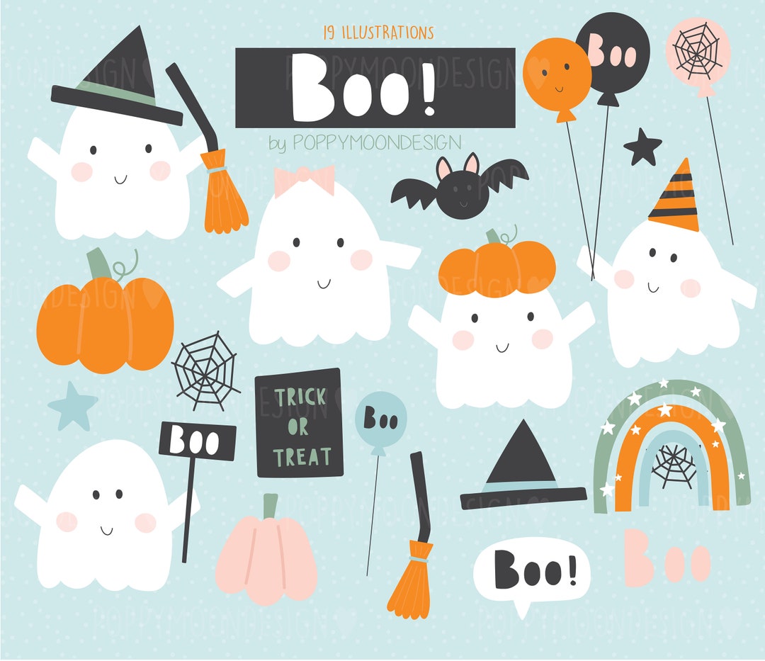 BOO!, Halloween, Ghosts, Digital Printable Clipart - Etsy
