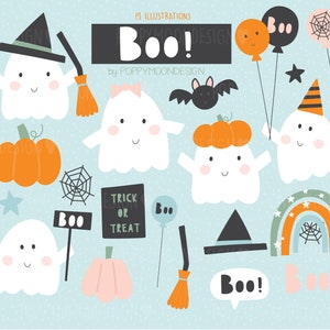 BOO!, Halloween, Ghosts, Digital Printable Clipart - Etsy