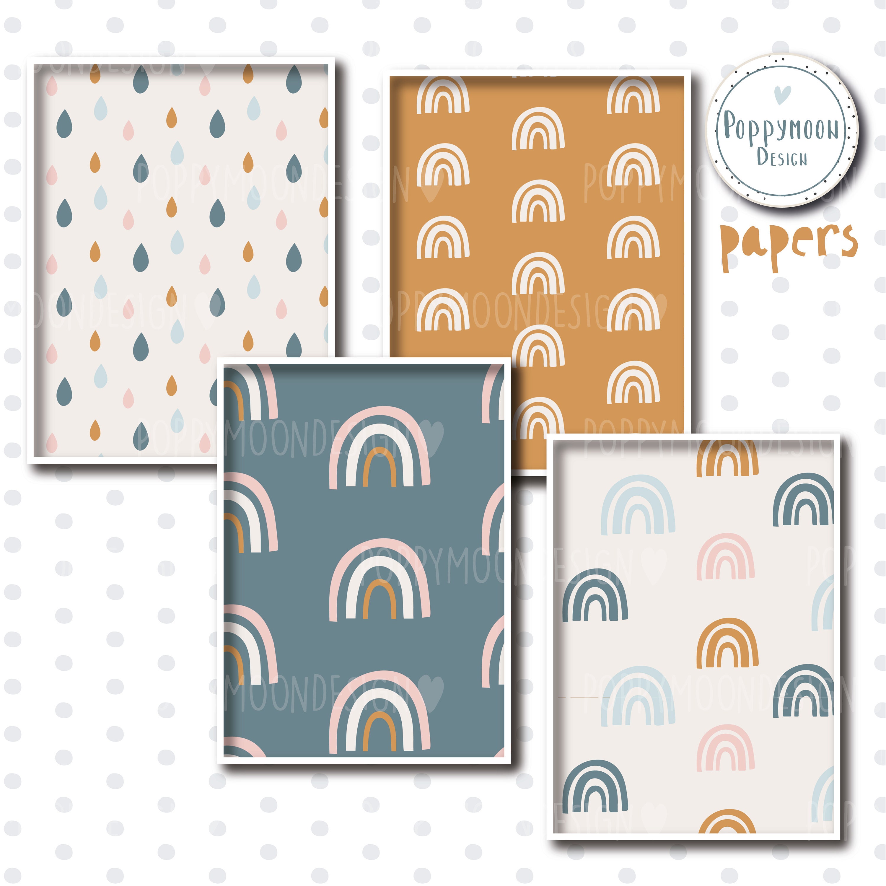 Boho Rainbow New Baby Pattern Printable Digital Paper Pack - Etsy UK