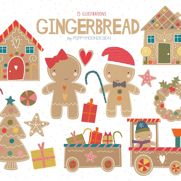 Gingerbread Clipart - Etsy