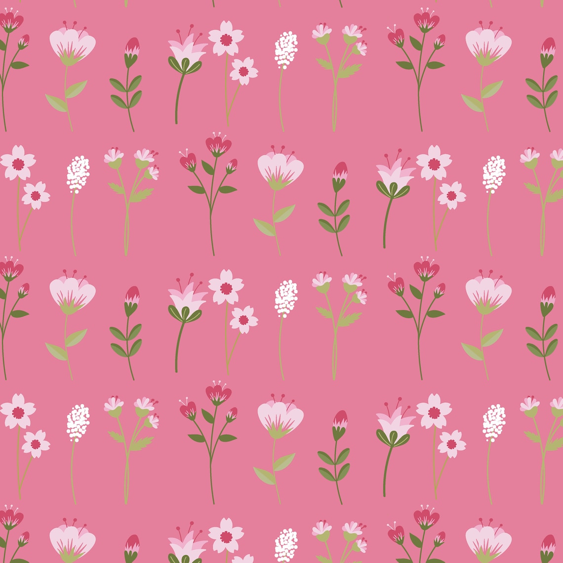 Pink Flowers Digital Paper Pack | Etsy