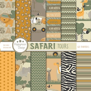 Safari tours animales paquete de papel digital imprimible - Etsy España