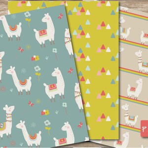 Cute Llama, Cactus and Mountains, Printable Digital Paper Pack - Etsy