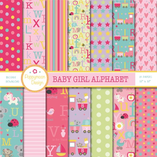 New Baby Girlpinksprintable Digital Paper Pack - Etsy