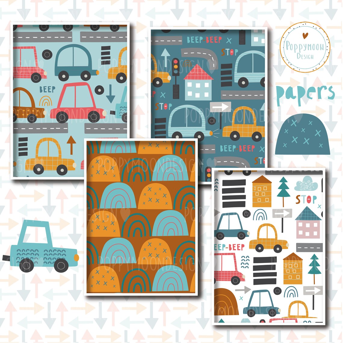 Cars, Transport, Digital Paper Pack, Scrapbook Paper - Etsy UK