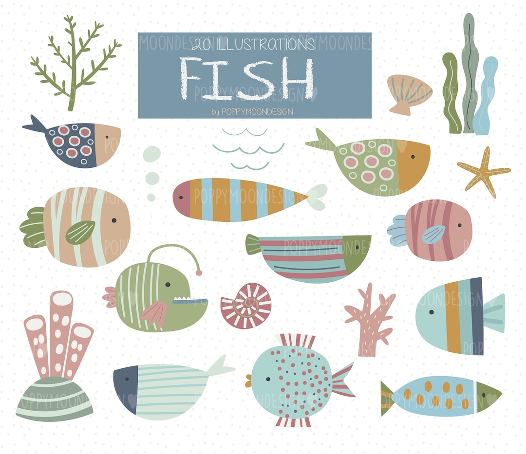 Fish, Under the Sea , Printable Digital Clipart Set - Etsy