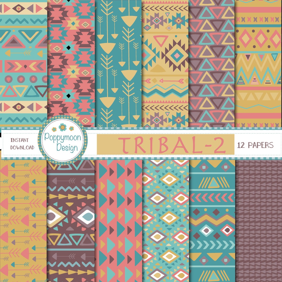 Tribal-2, Aztec Patterns, Digital Paper Pack - Etsy