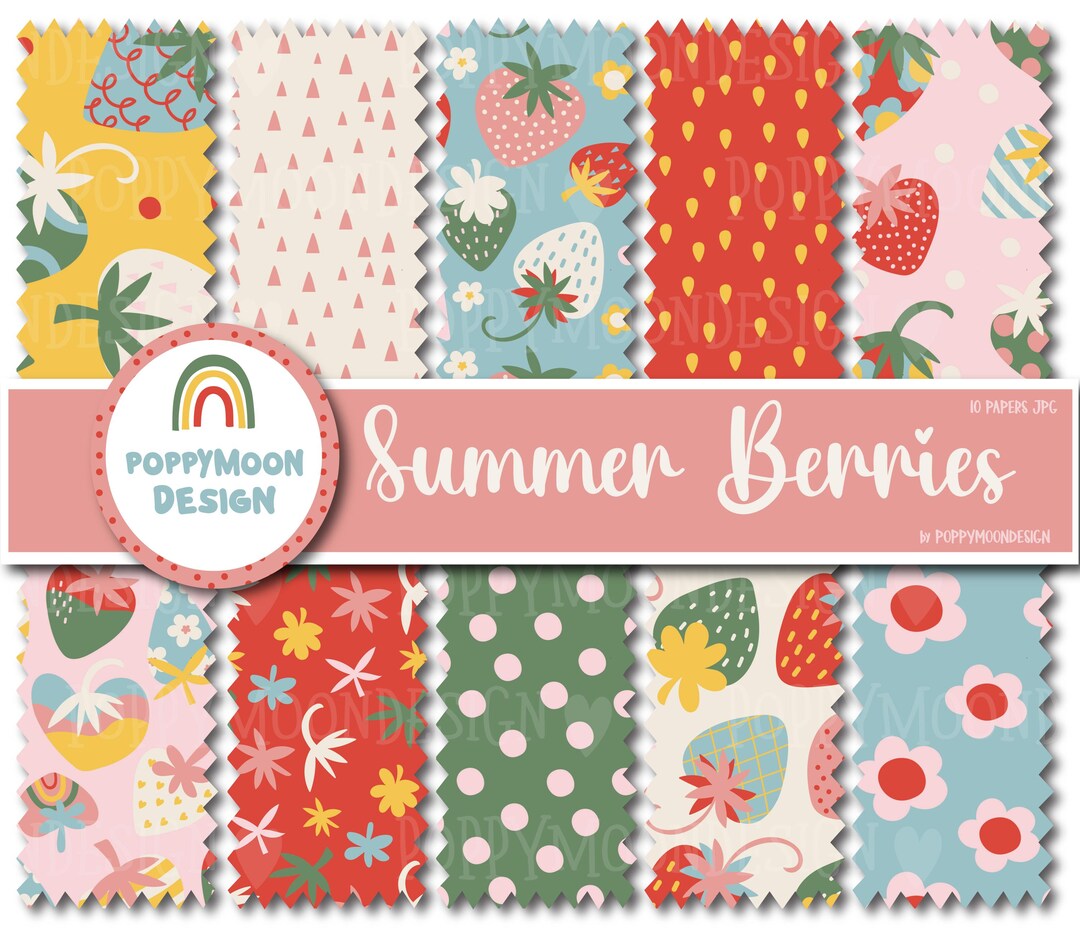 Sweet Summer Berry Patterns - Instant Download Set - Etsy