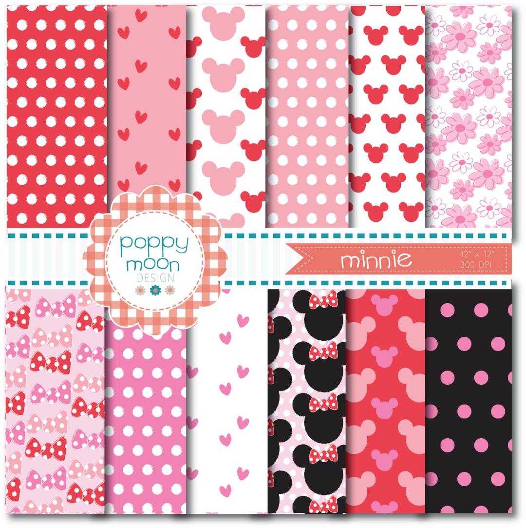 Minnie Mouse Style in Pinks and Reds, Digital Paper Pack - Etsy
