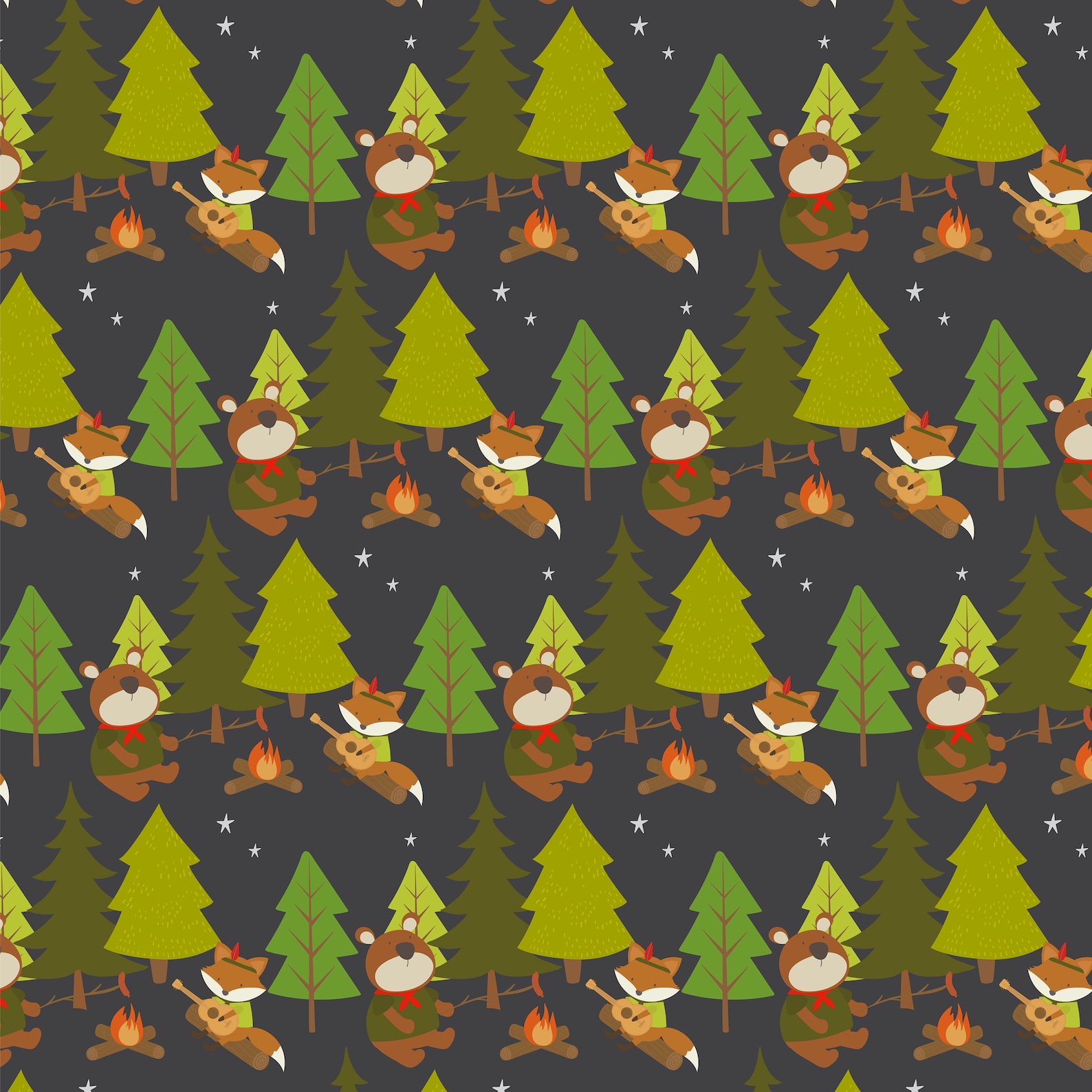 Scout Camp Paper, Woodland Animals, Scouts , Printable Digital Paper ...