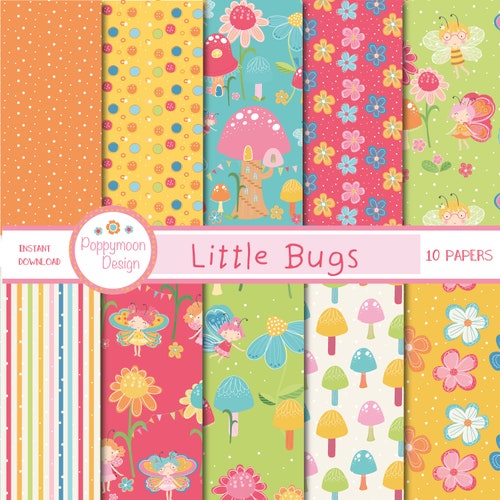 Insects Bugs Colourful Printable Digital Paper Pack - Etsy
