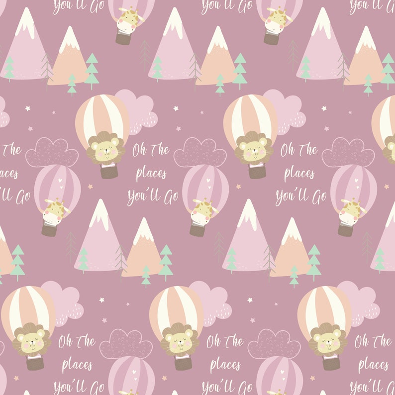 Up in the Air Girls Air Balloons Printable Digital Paper | Etsy