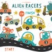 Alien Racers Outer Space Aliens Printable Digital Clipart | Etsy