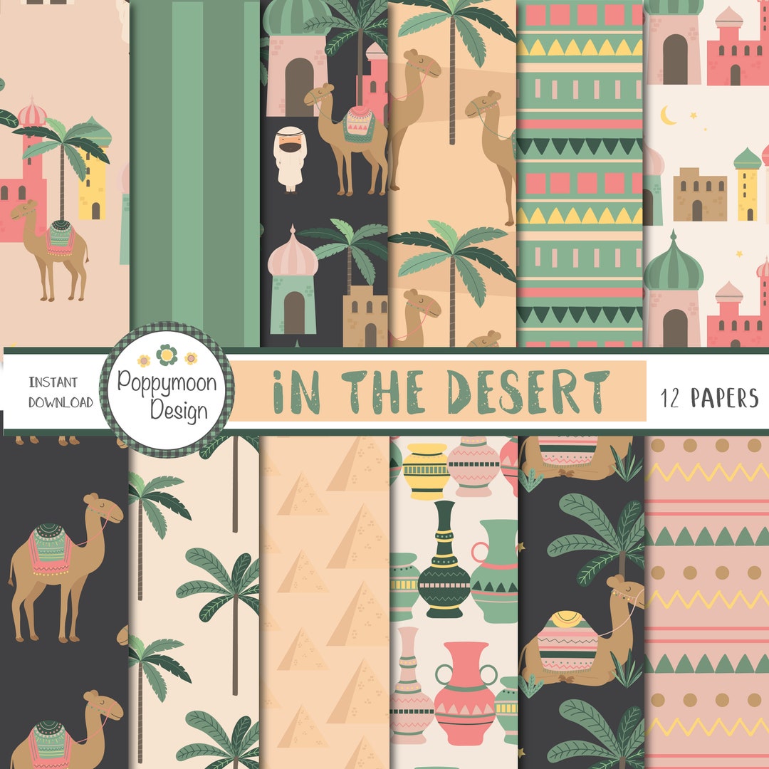 In the Desert, Camels, Printable Digital Paper Pack - Etsy UK