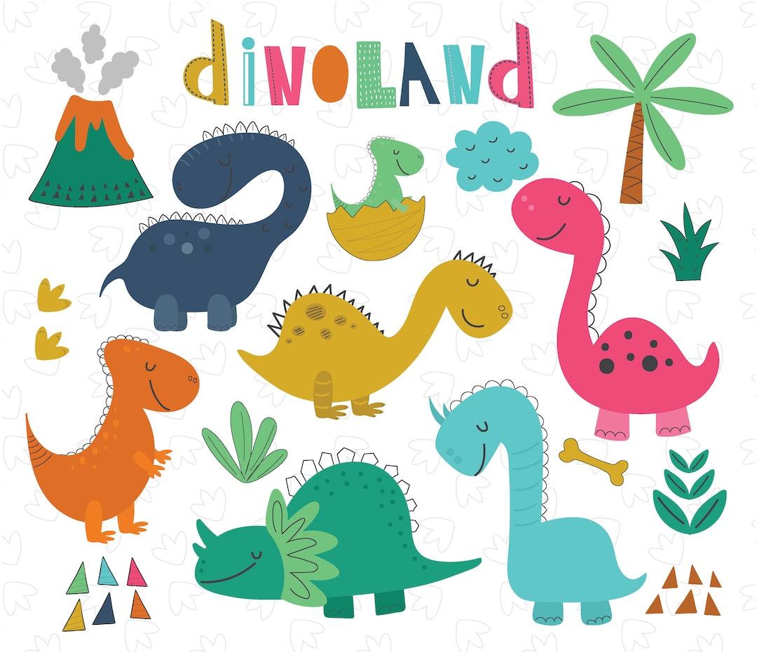 Dinoland, Dinosaurs,digital Clipart Set - Etsy