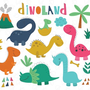 Dinoland Dinosaursdigital Clipart Set | Etsy