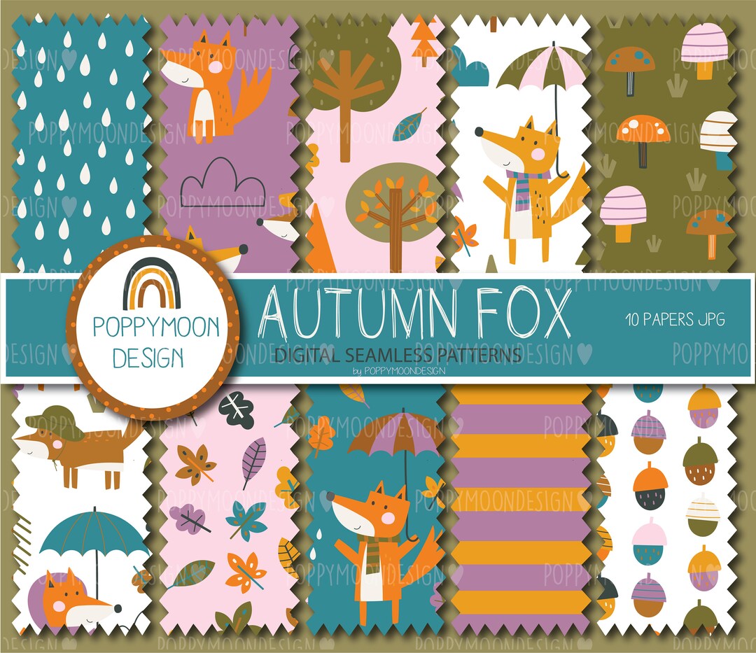 Autumn Fox, Fall, Printable Seamless Digital Paper Pack - Etsy