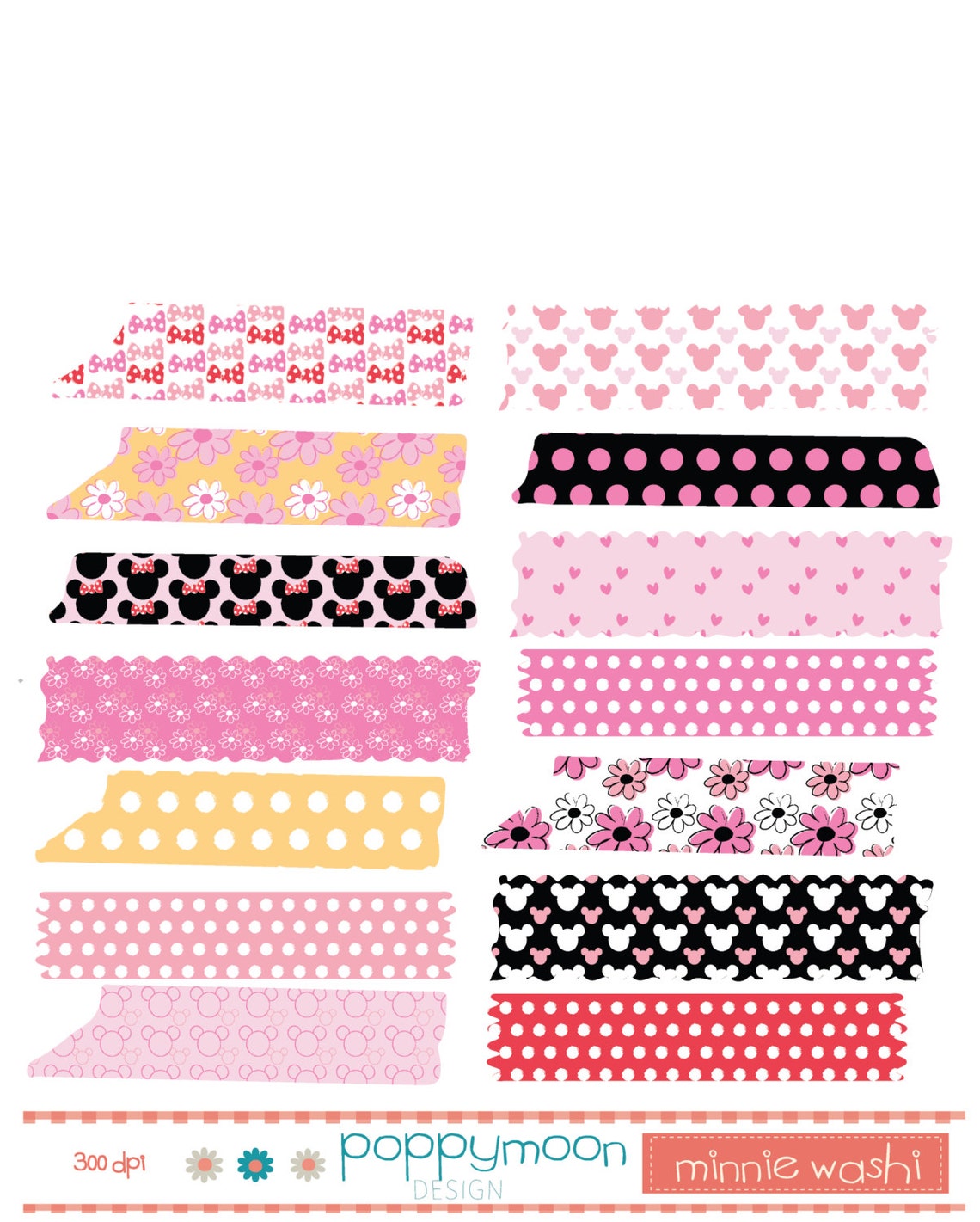 Minnie Mouse Themed Washi Tapes Digital Clipart - Etsy
