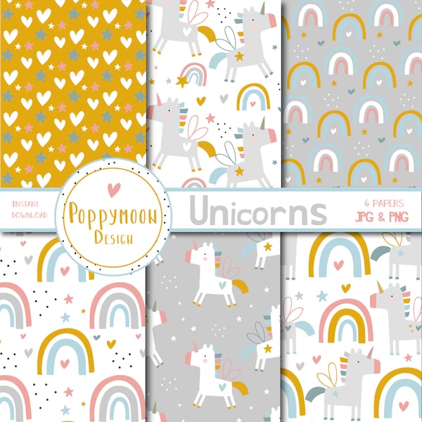 Unicorn Digital Paper - Etsy