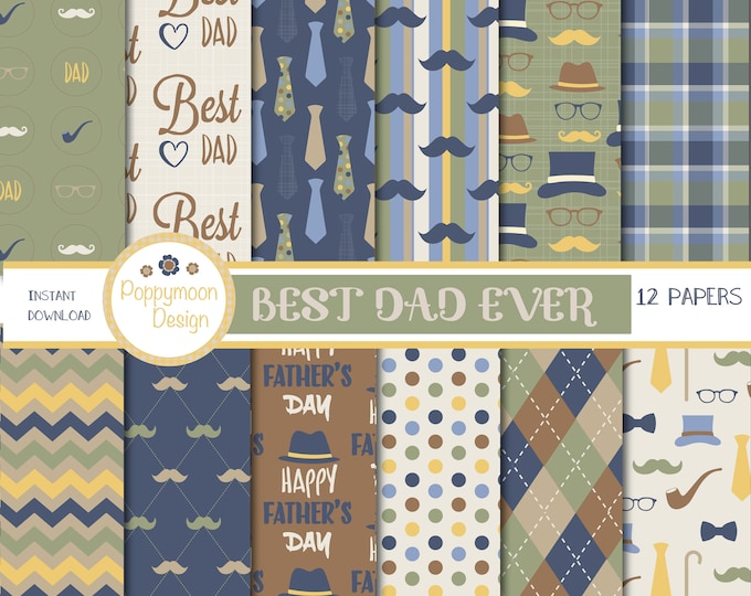 Fathers Day, Dad, Birthday ,scrapbooking,patterns, Digital Paper Pack ...
