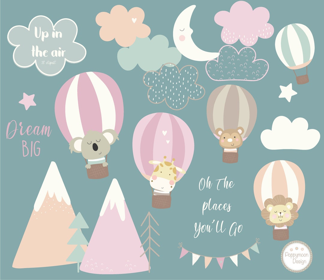 Up in the Air, Girls Air Balloons, Commercial and Personal Use, Digital ...