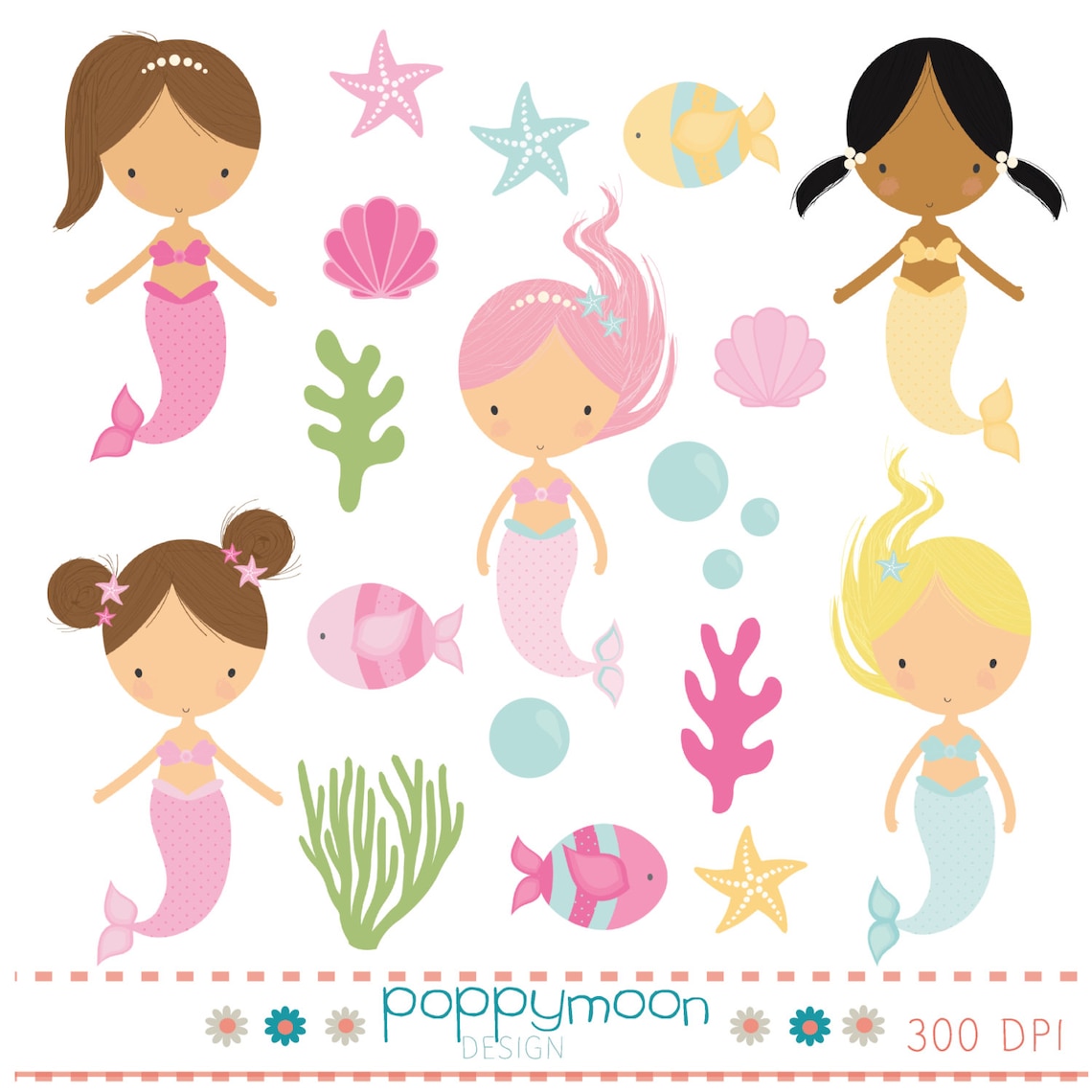 Mermaids Digital Clip Art Set - Etsy UK