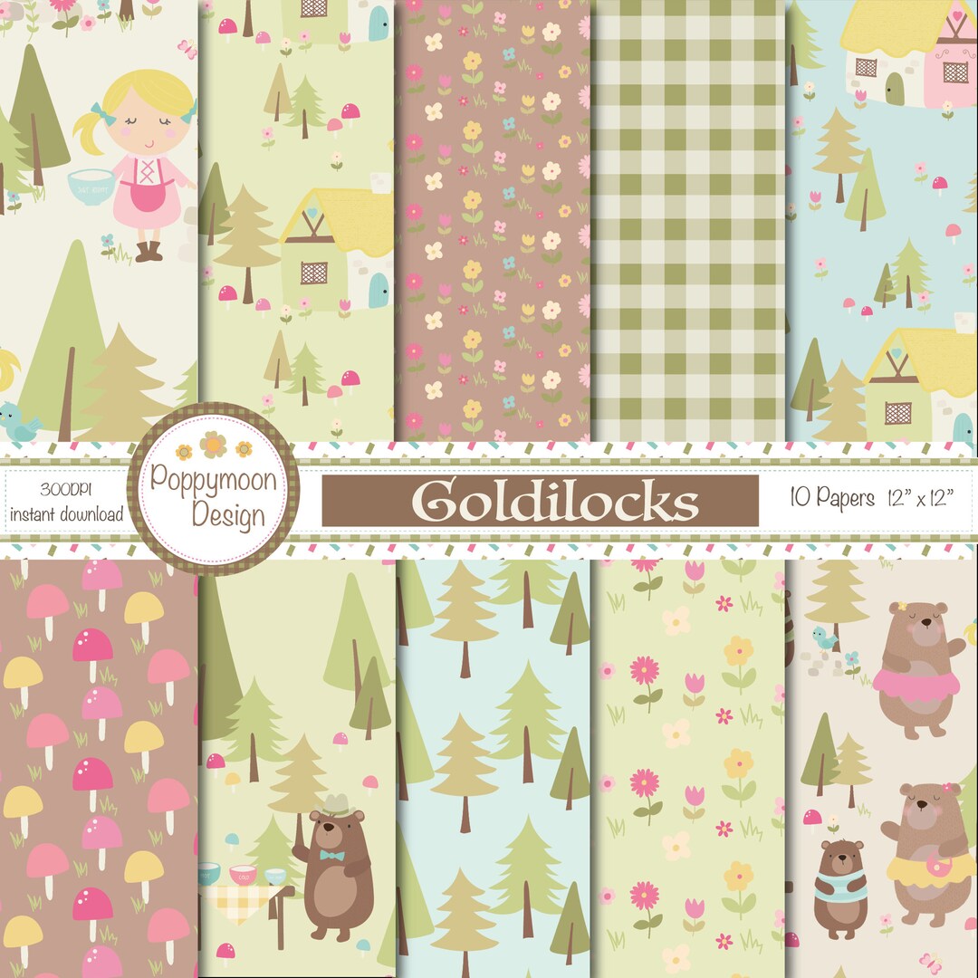 Goldilocks & 3 Bears, Printable Digital Paper Pack - Etsy