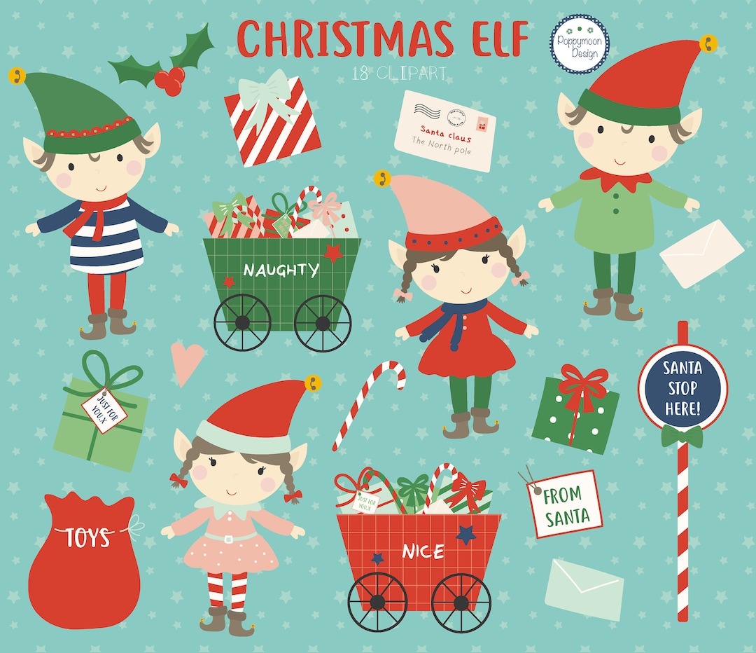 Christmas Elf, Printable Digital Clipart Set - Etsy