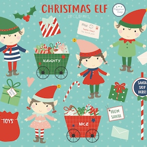 Christmas Elf Printable Digital Clipart Set | Etsy